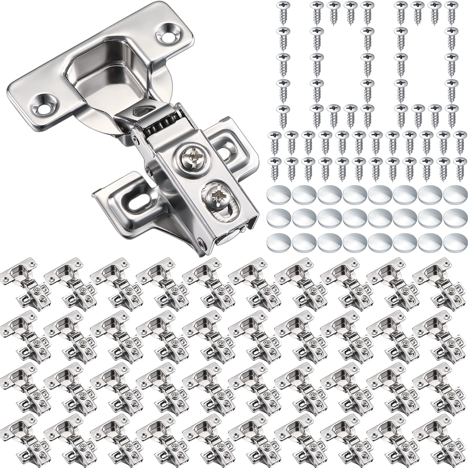 100 Pack Soft Closing Cabinet Hinges for Kitchen 1/2 Inch Partial ...
