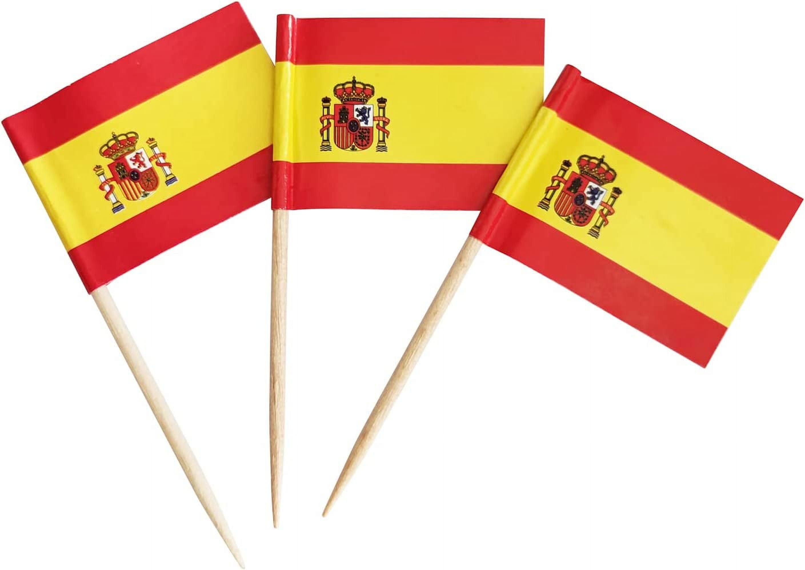 100 Pack Spain Flag Spanish Toothpick Flags, Cocktail Picks Mini Stick ...