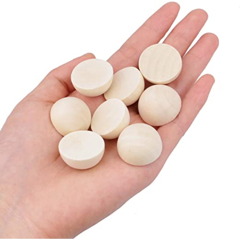 100-Pack Split Wood Balls, 1" Unfinished Half Wooden Balls, Mini ...