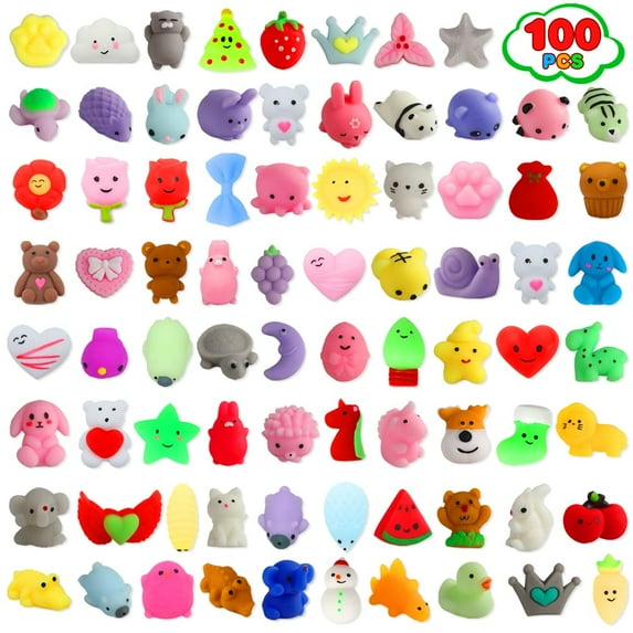 100 Pack Squishies Toys, Tiny Mochi Squishy Fidget Toys Random Bulk ...
