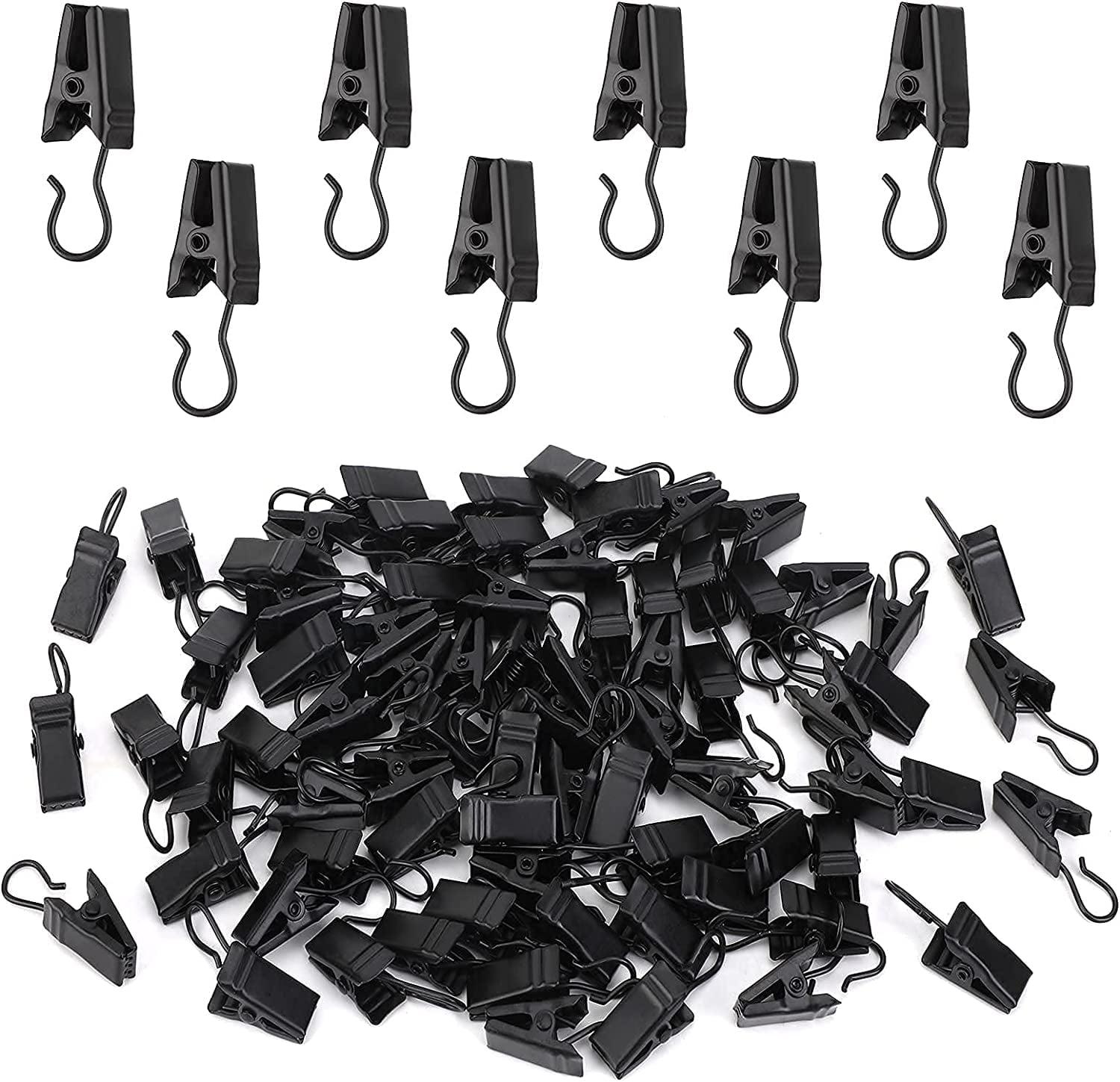 100 Pack Stainless Steel Curtain Clips, Metal Hooks Clips Wire Holders ...