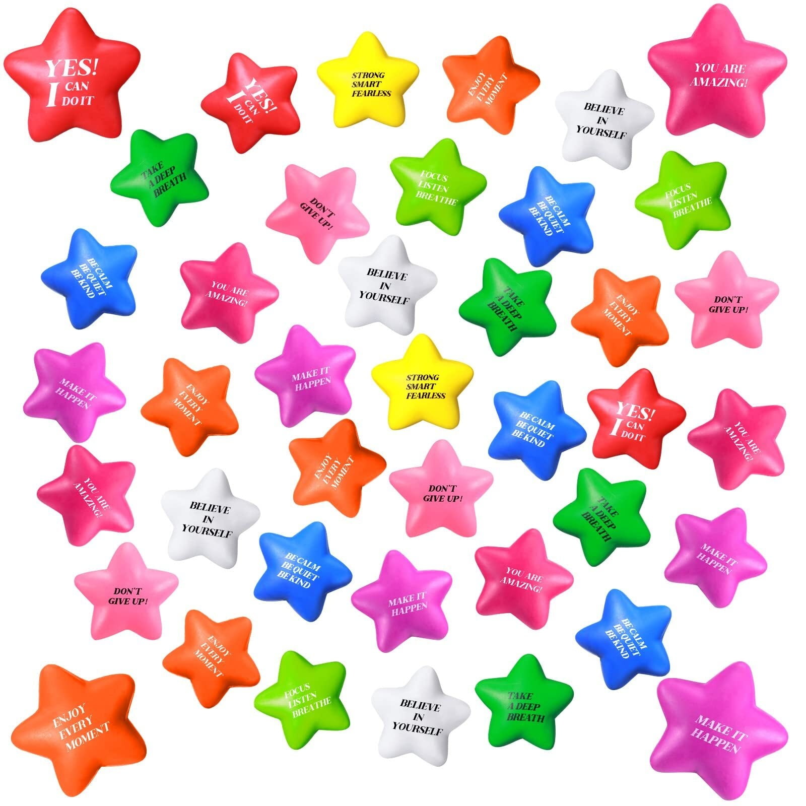 100 Pack Star Stress Balls Bulk Stress Relief Balls with Motivational ...