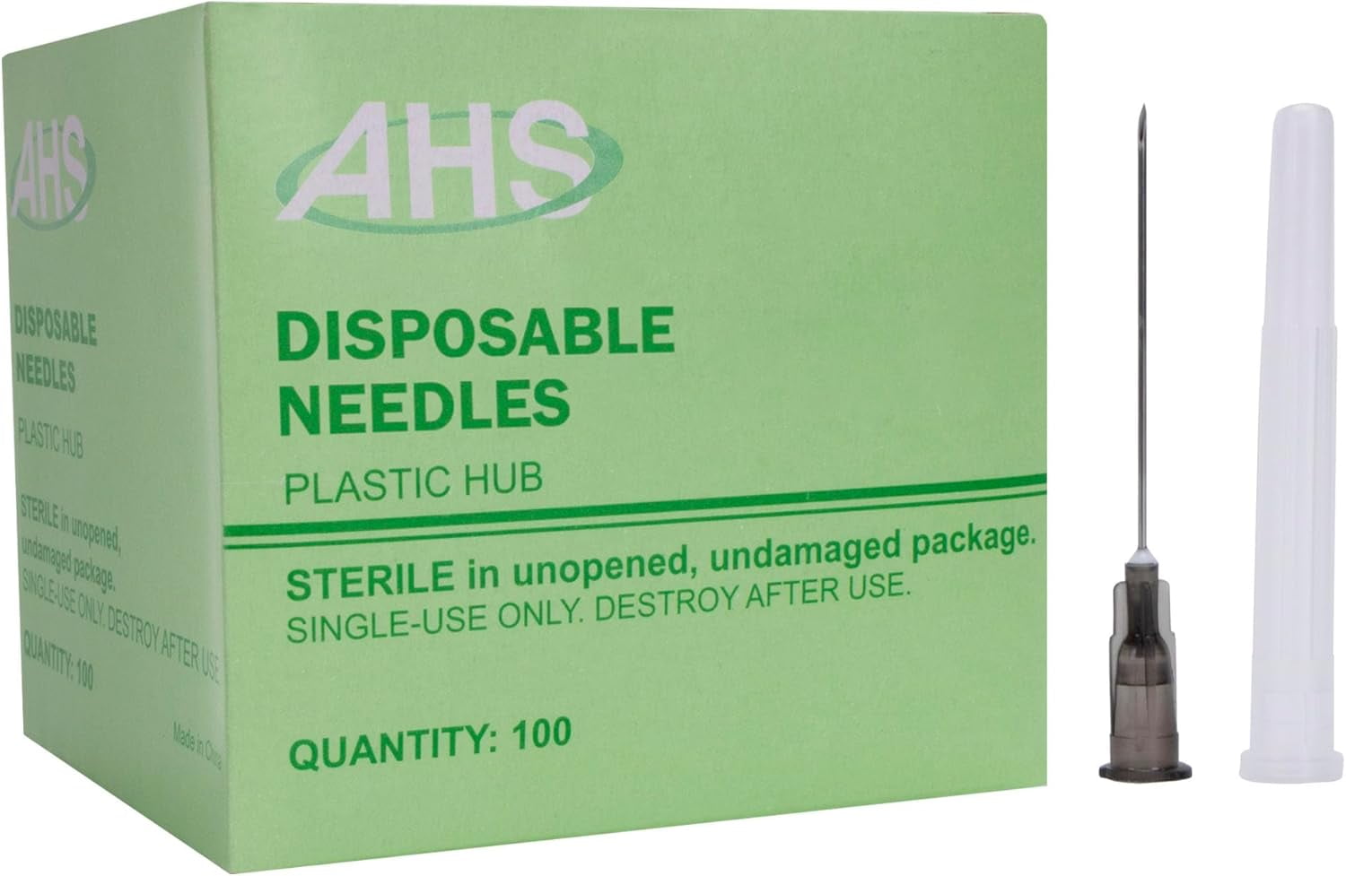 100 Pack Sterile Disposable Injection Needle with Cap for Scientific ...