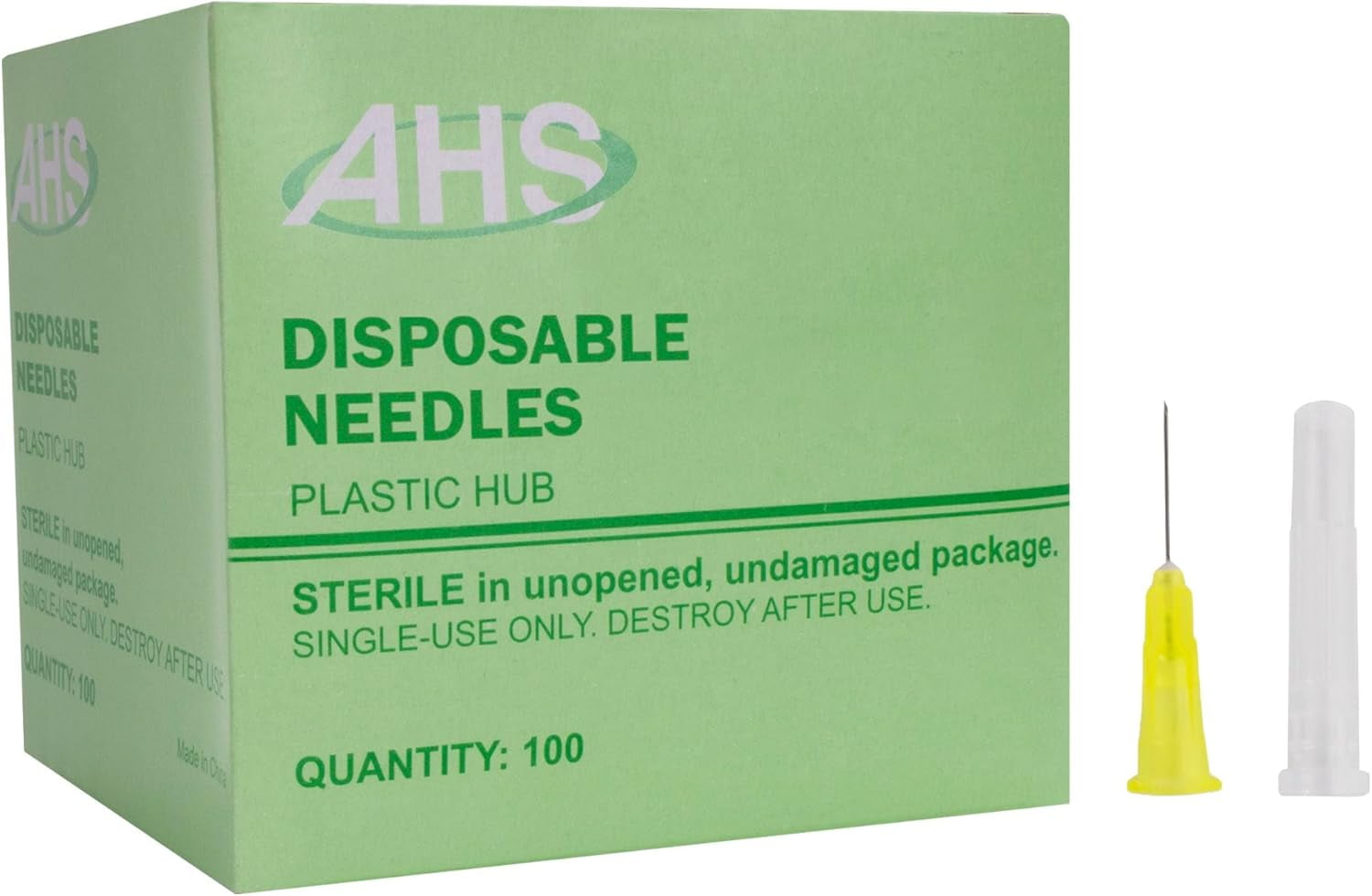 100 Pack Sterile Disposable Injection Needle with Cap for Scientific ...