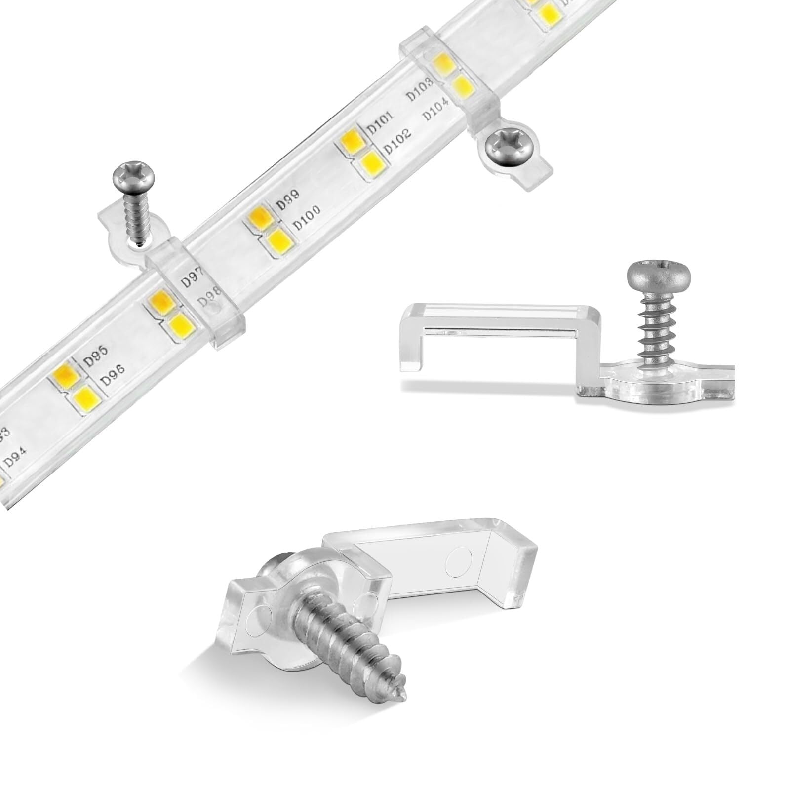 100 Pack Strip Light Mounting Brackets,Fixing Clips,One-Side Fixing ...