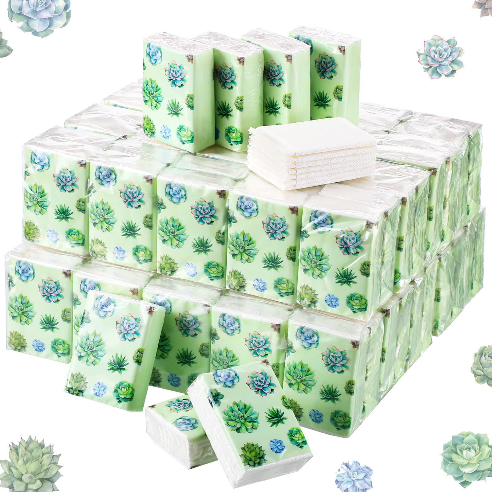 100 Pack Succulent Facial YYF14 Tissue Mini Paper Pocket Tissues Small ...