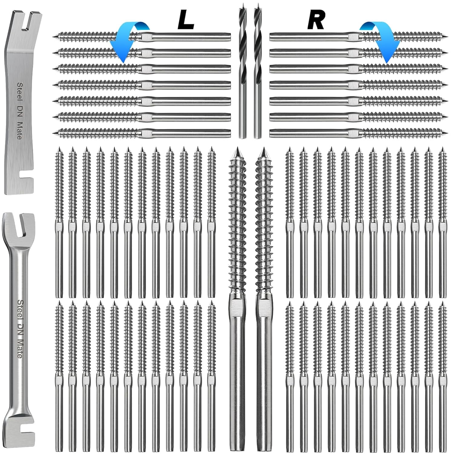 100 Pack T316 Stainless Steel Right&Left Handed Thread Swage Lag Screws ...