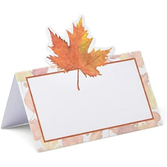 100 Pack Thanksgiving Fall Maple Leaf Tent Cards 2" x 3.5" Folded Paper ...