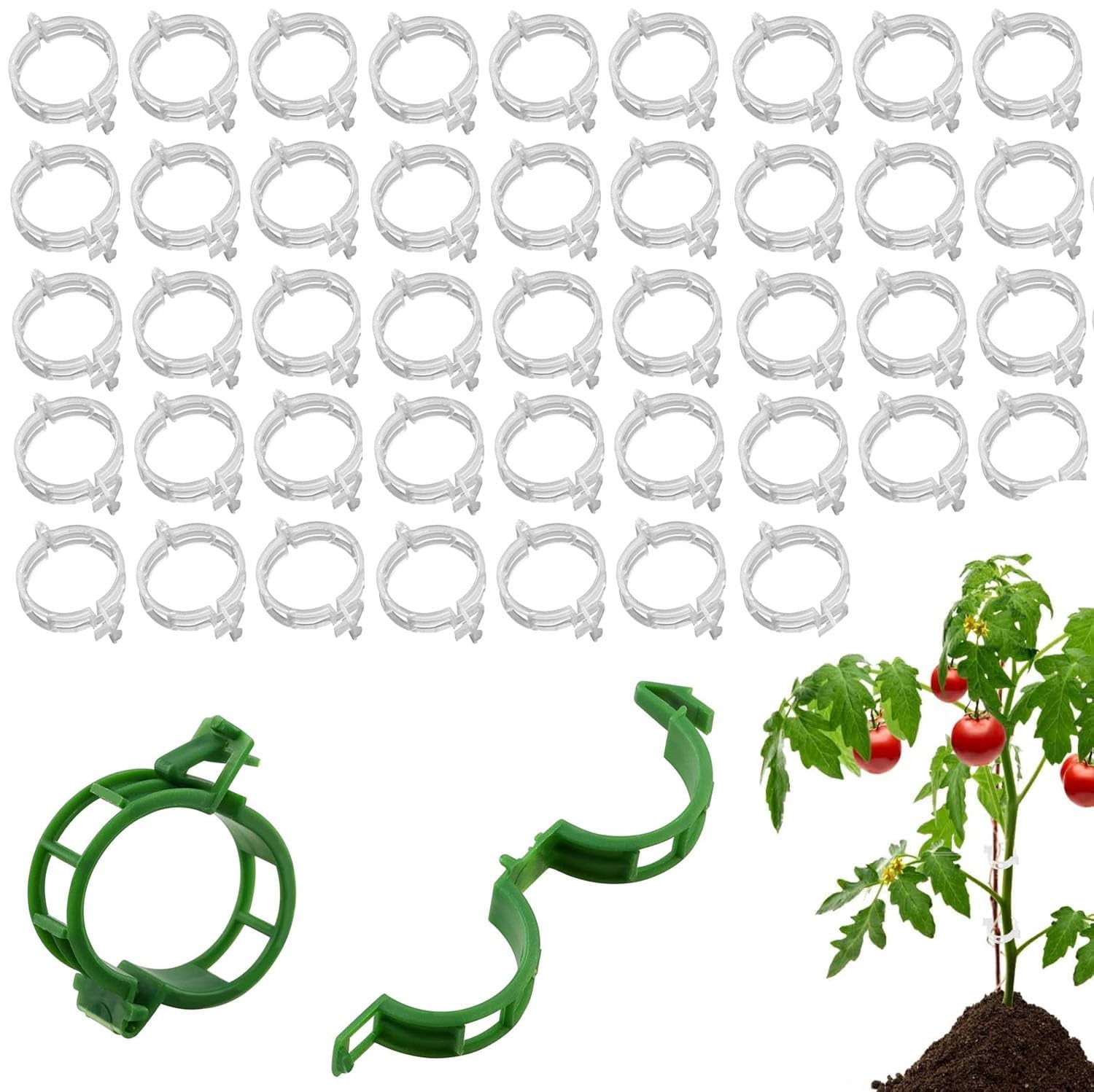 100 Pack Tomato Clips Plant Clips, Plant Clips Tomato Climbing Aid ...