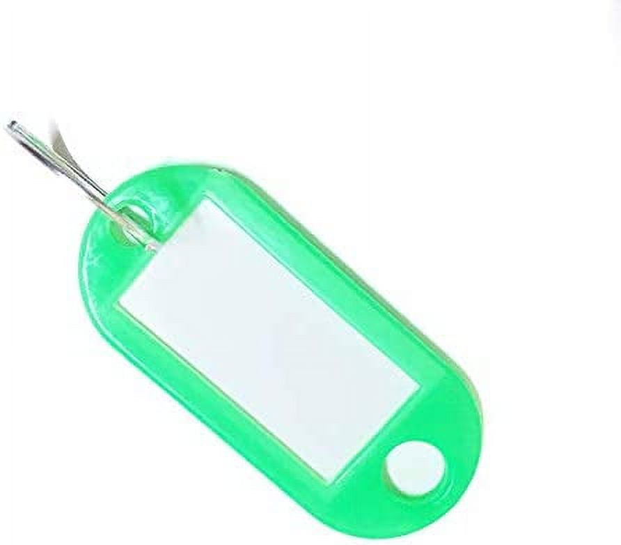 100 Pack Tough Plastic Key Tags with Label Window ID Luggage tag with ...
