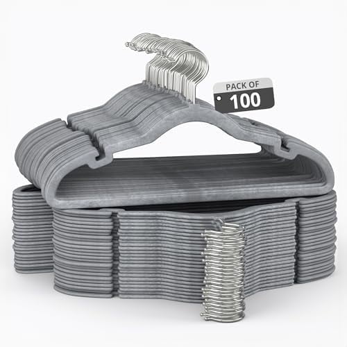 100 Pack Velvet Hanger for Shirt Pants Dresses Skirts Suits Jackets ...