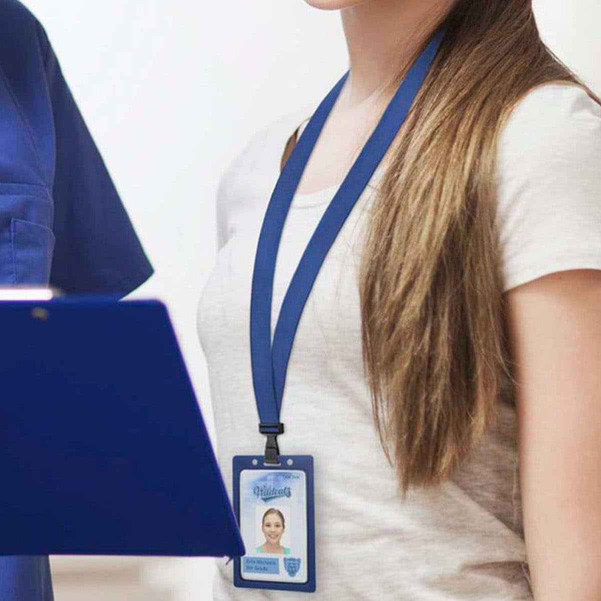 100 Pack Vertical Badge Holders with Color Frame, Clear Vinyl Window ...