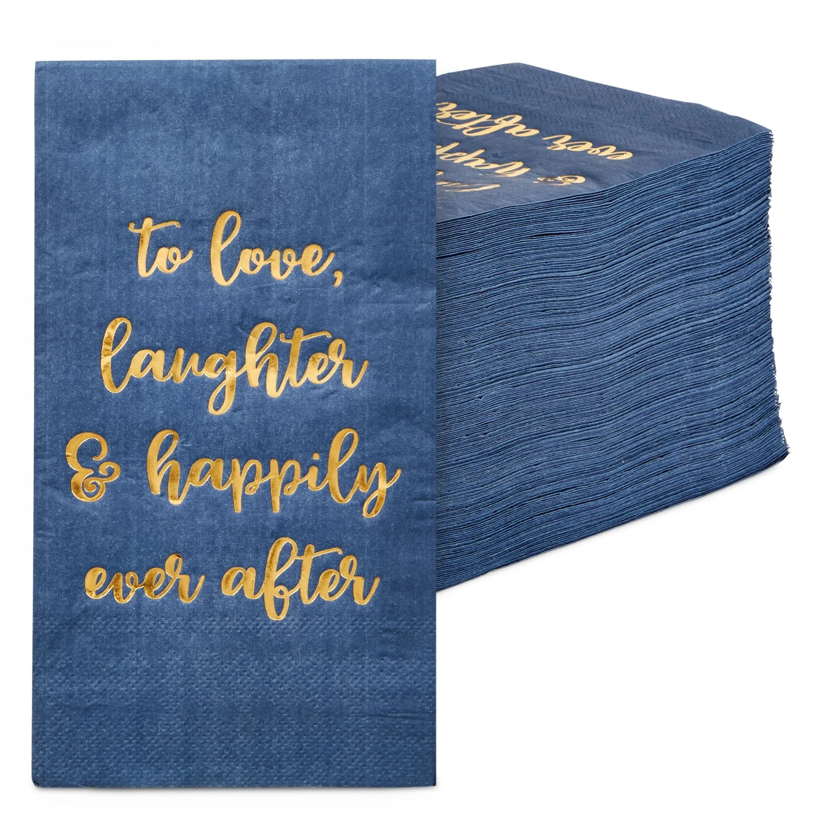 100 Pack Wedding Cocktail Napkins for Reception Party, Navy Blue, 4 x 8 ...