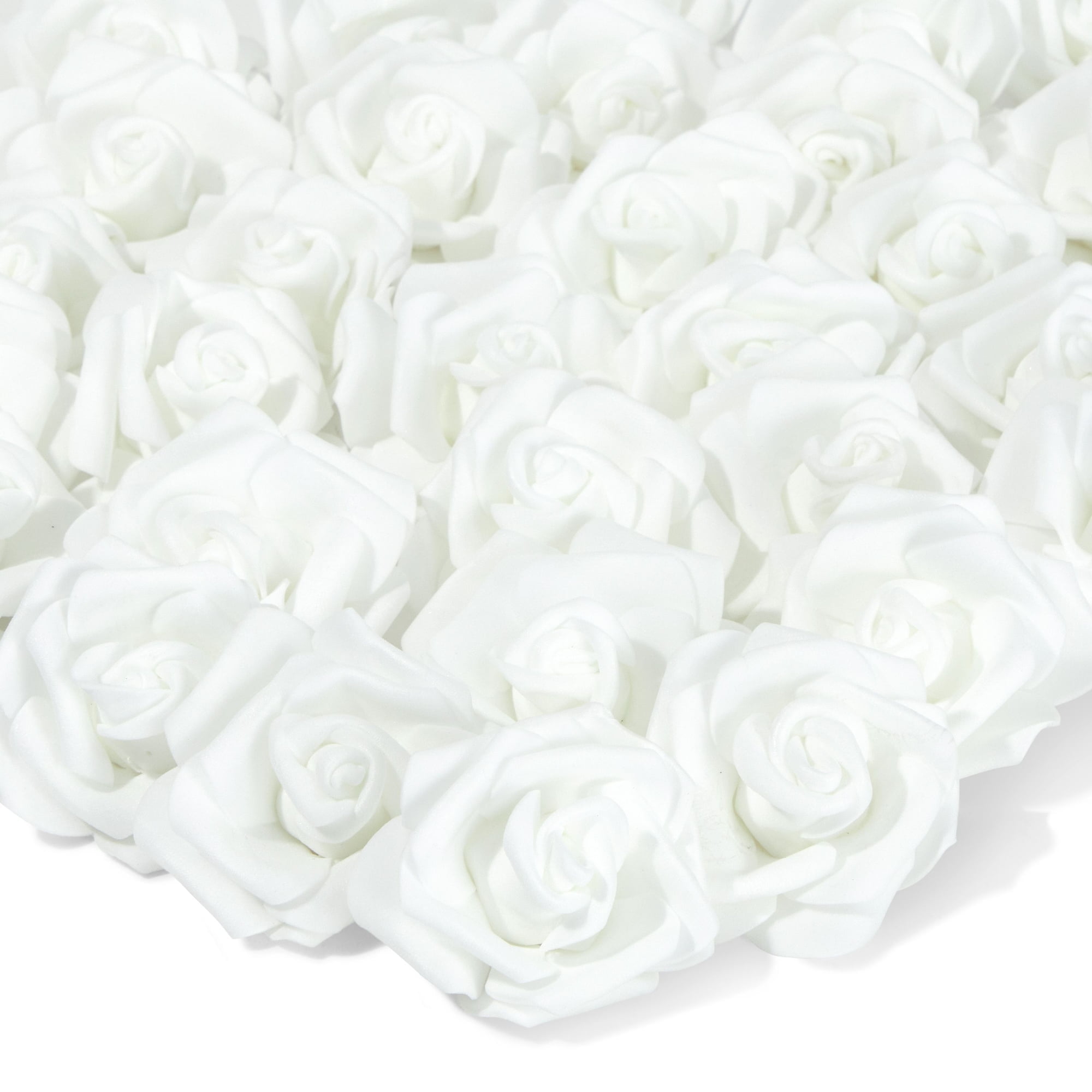 100 Pack White Artificial Flowers, Bulk Stemless Fake Foam Roses for ...