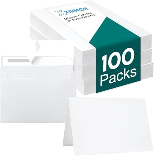 100 Pack White Blank Cards and 100 Pack Envelopes 4x6, Note Greeting ...