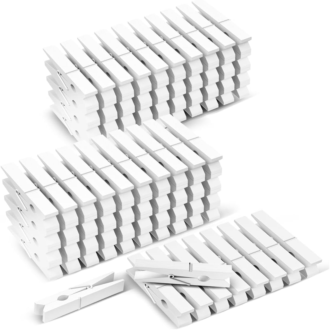 100 Pack White Clothespins 2.9 Inch, Heavy-Duty Wood Rust-Resistant ...