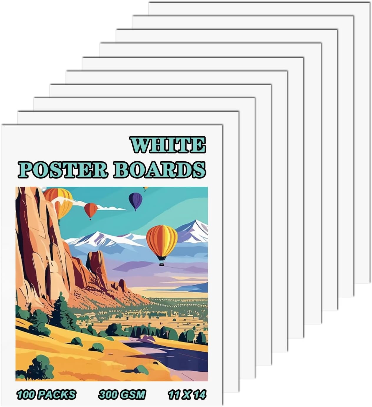 100 Pack White Poster Boards 11" x 14" White Poster Paper Bulk, 300gsm ...