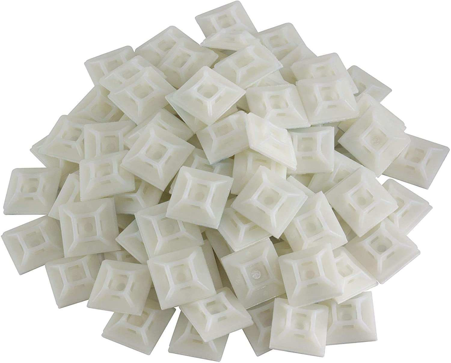 100 Pack White Zip Tie Mounts, 3/4" Adhesive Mounting Squares, Cable ...