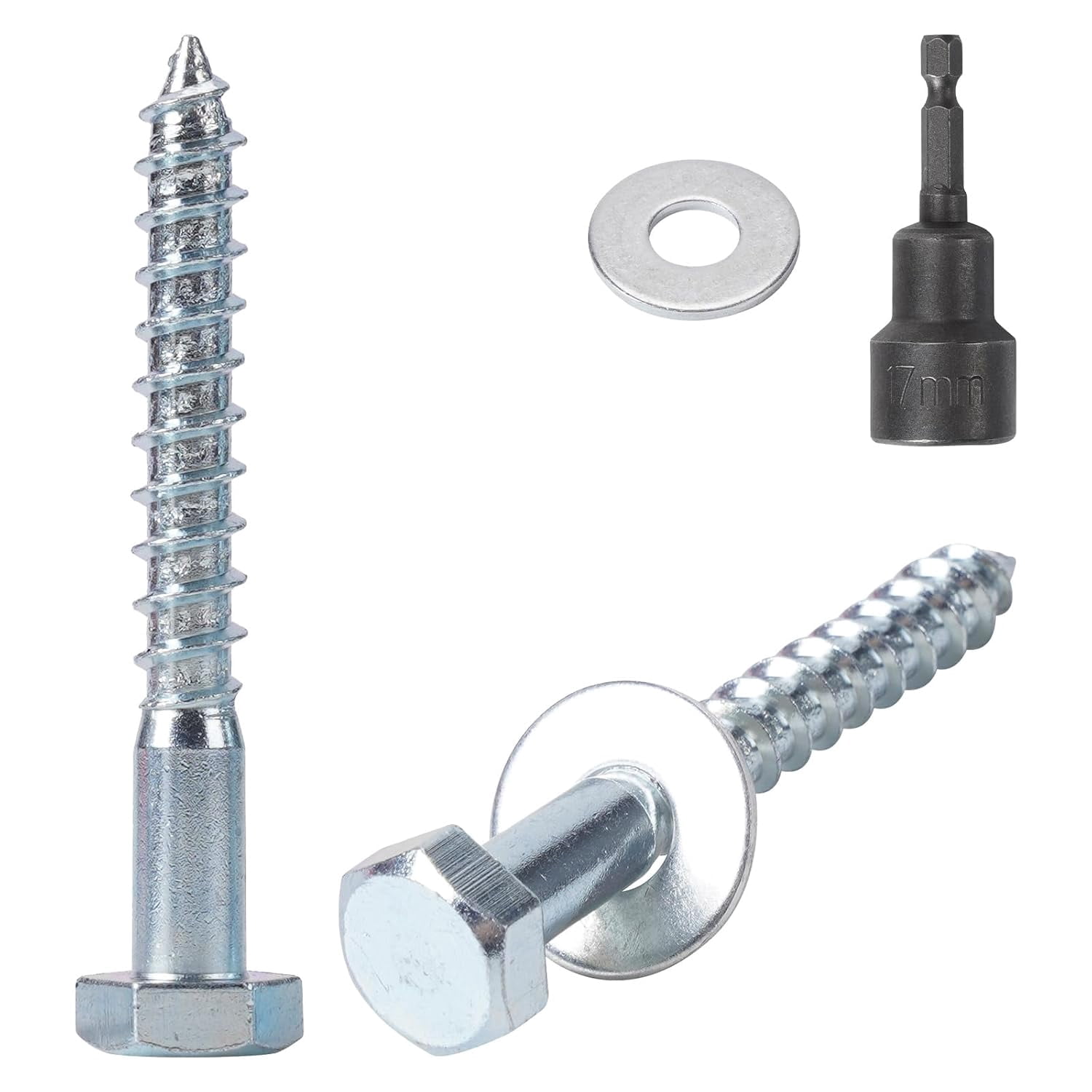 100 Pack Wood Lag Screws, 3/8" x 3" Hex Head Bolts, Heavy Duty Screw ...