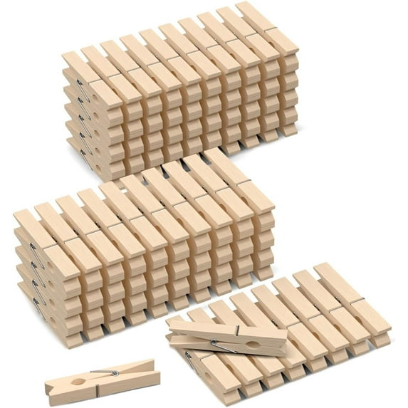 100 Pack Wooden Clothespins 2.9 Inch, Heavy-Duty Wood Rust-Resistant ...