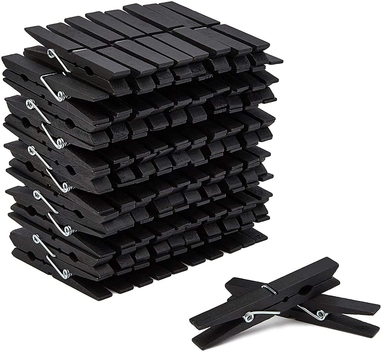 100 Pack Wooden Clothespins for Hanging Laundry, Crafts, Photos (Black ...