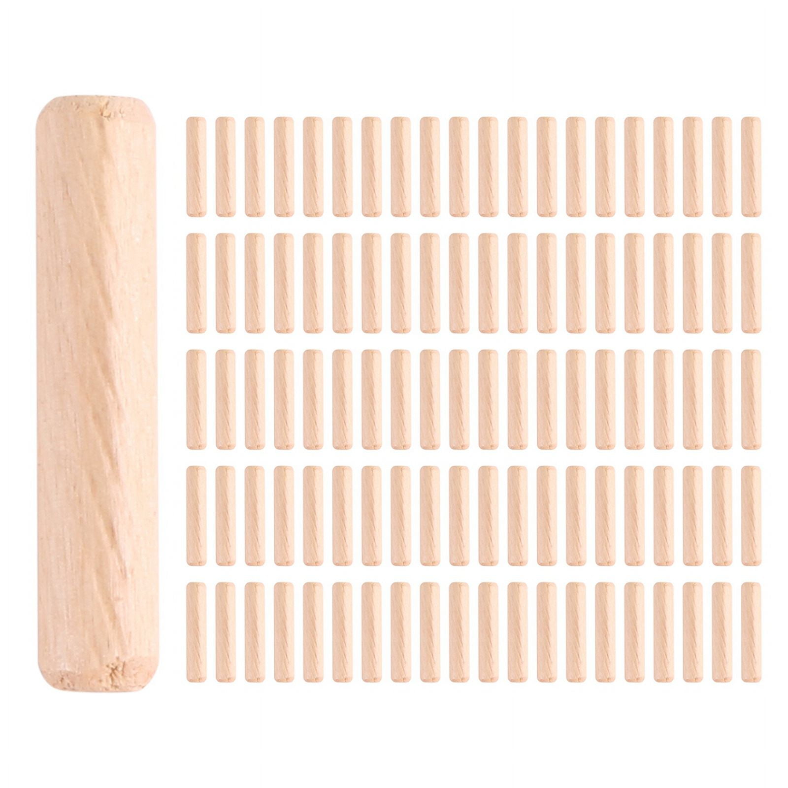 100 Pack Wooden Dowel Pins Wood Kiln Dried Fluted and Beveled y13859 ...