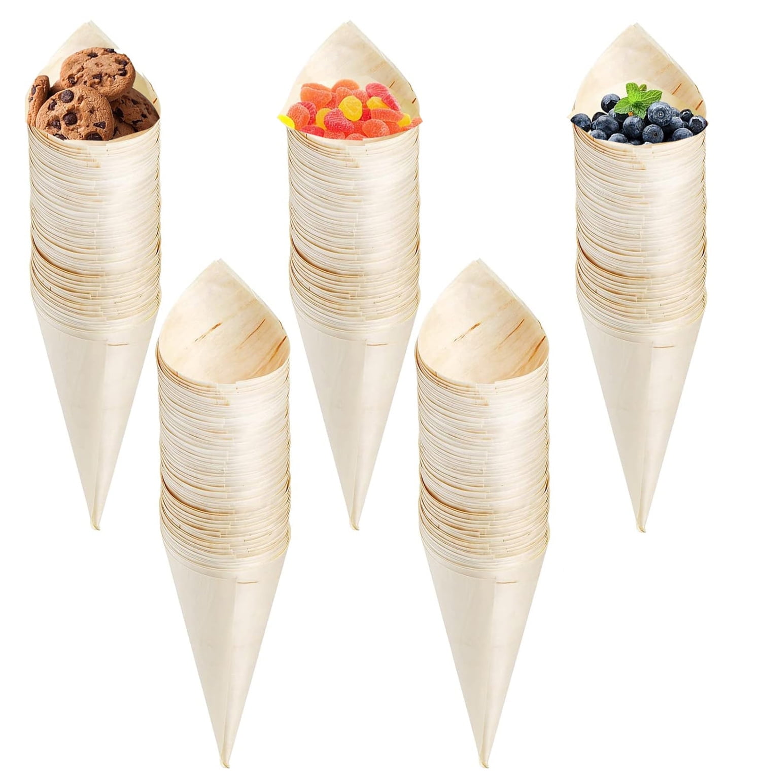 100 Pack Wooden Tasting Cone Set,Bexikou 5 Inch Disposable Pine Wood ...