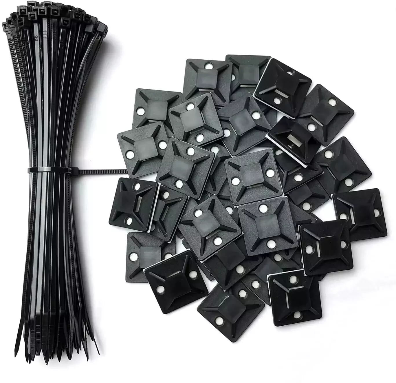 100 Pack Zip Tie Mount With Cable Ties Self Adhesive Wire Fasteners ...