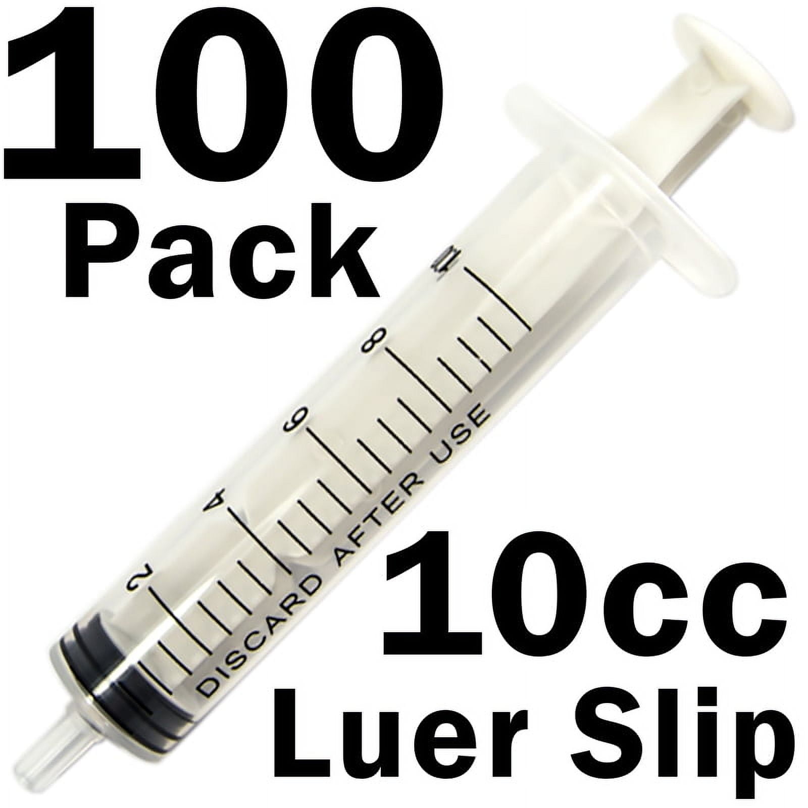 100 Pack of 10cc Luer Slip Tip Syringes - 10mL - 0.33 fl. oz. Capacity ...