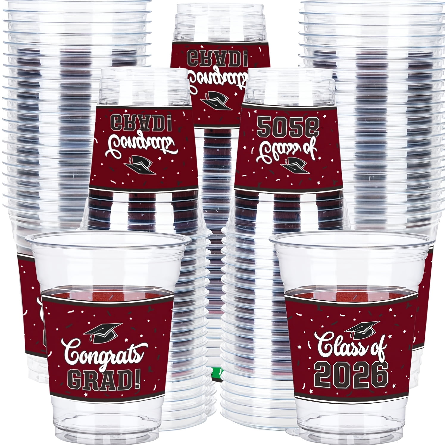 100-Pack of 12-Ounce Disposable Graduation Themed Plastic Cups for ...