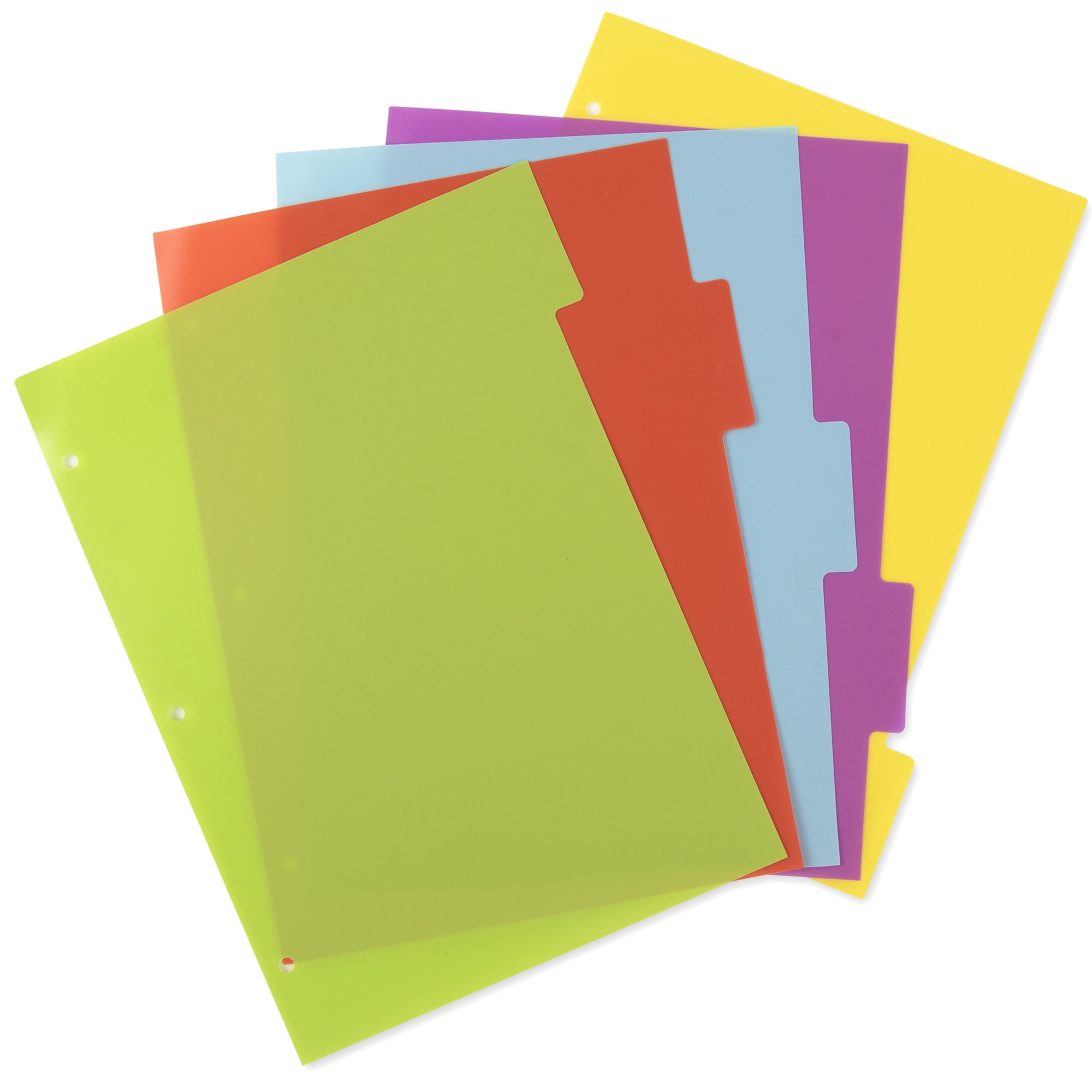 100 Pack of 5 Index Tab 3-Ring Binders Dividers for Paper Storage ...