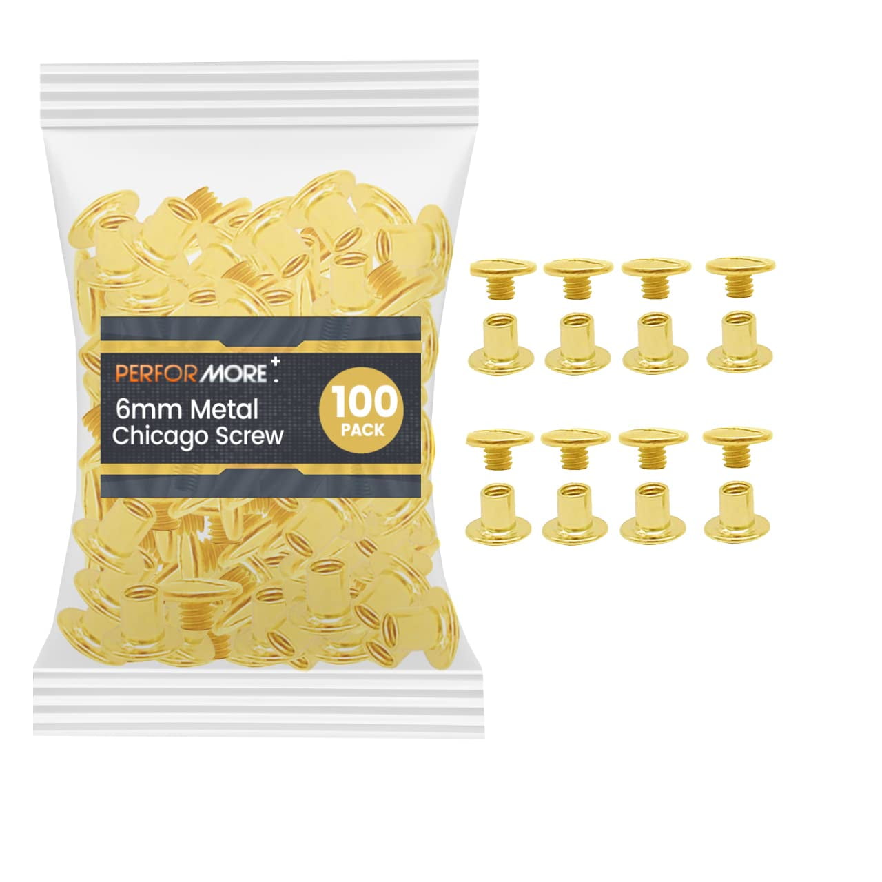 100 Pack of Chicago Screw Post Binding Screws, 6mm Brass Plated Metal ...