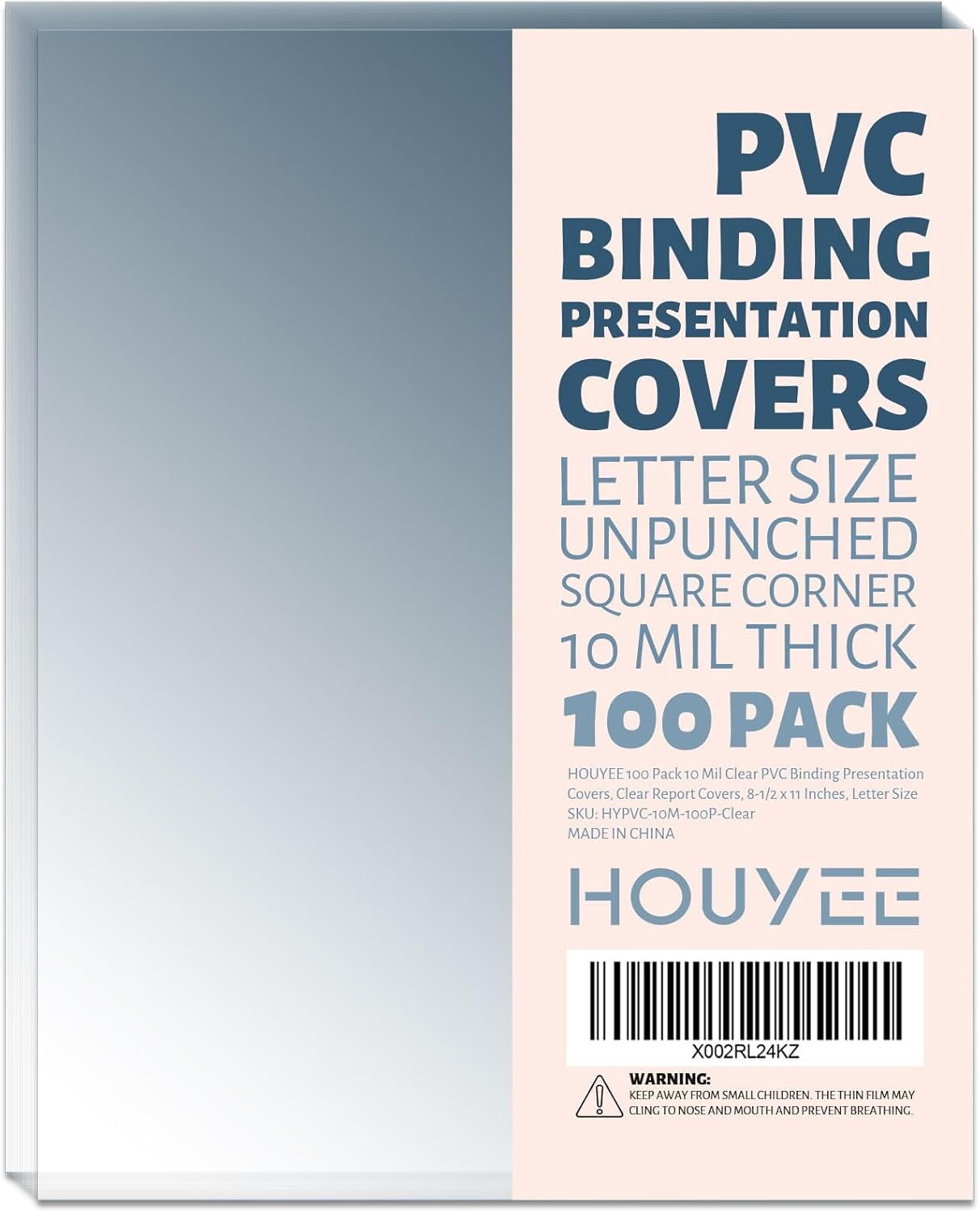 100 Pack10 Mil Clear Binding Presentation Covers, PVC Report Cover ...