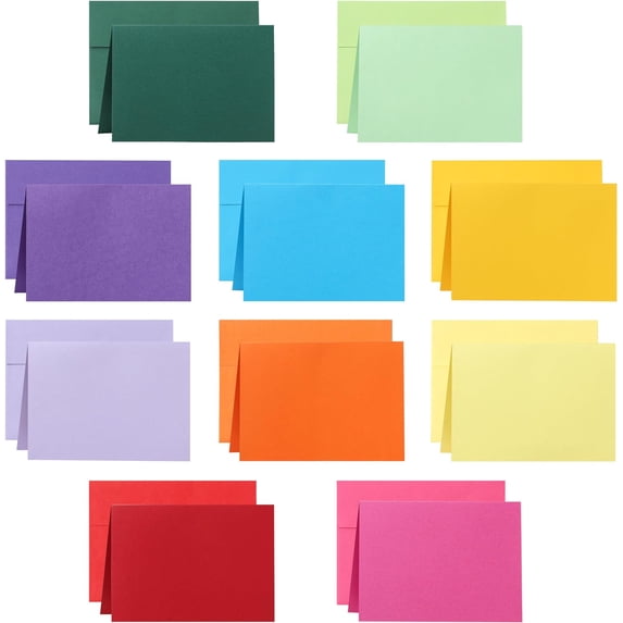 100 Packs 10 Assorted Colors Blank Cards and s 4.25 x 5.5 Heavyweight ...