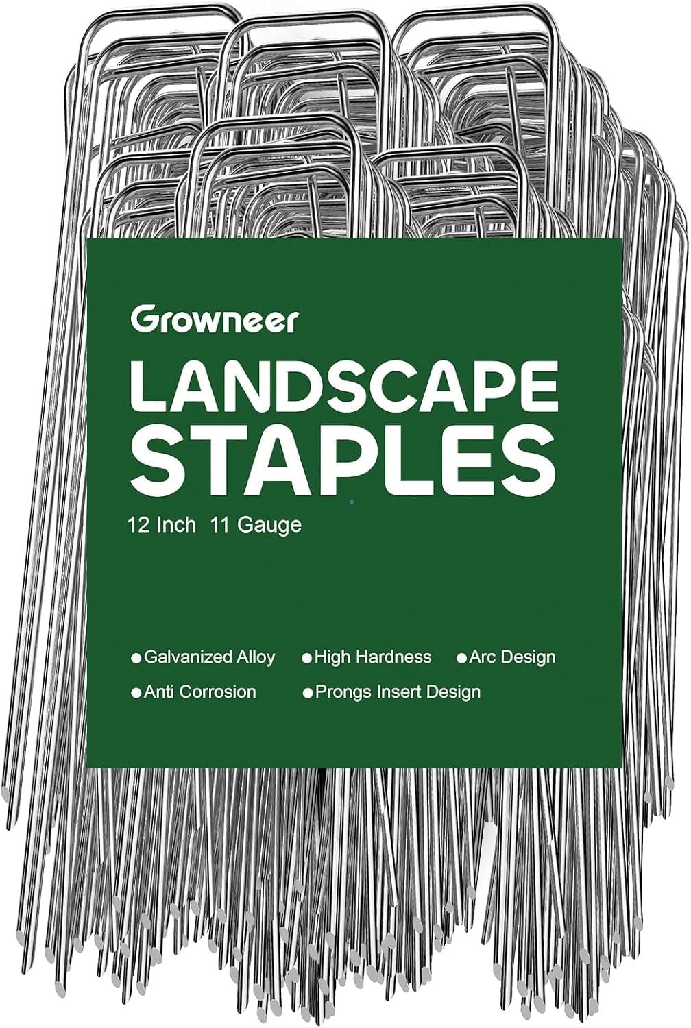 100 Packs 12 Inches Landscape Staples Heavy Duty 11 Gauge Galvanized ...