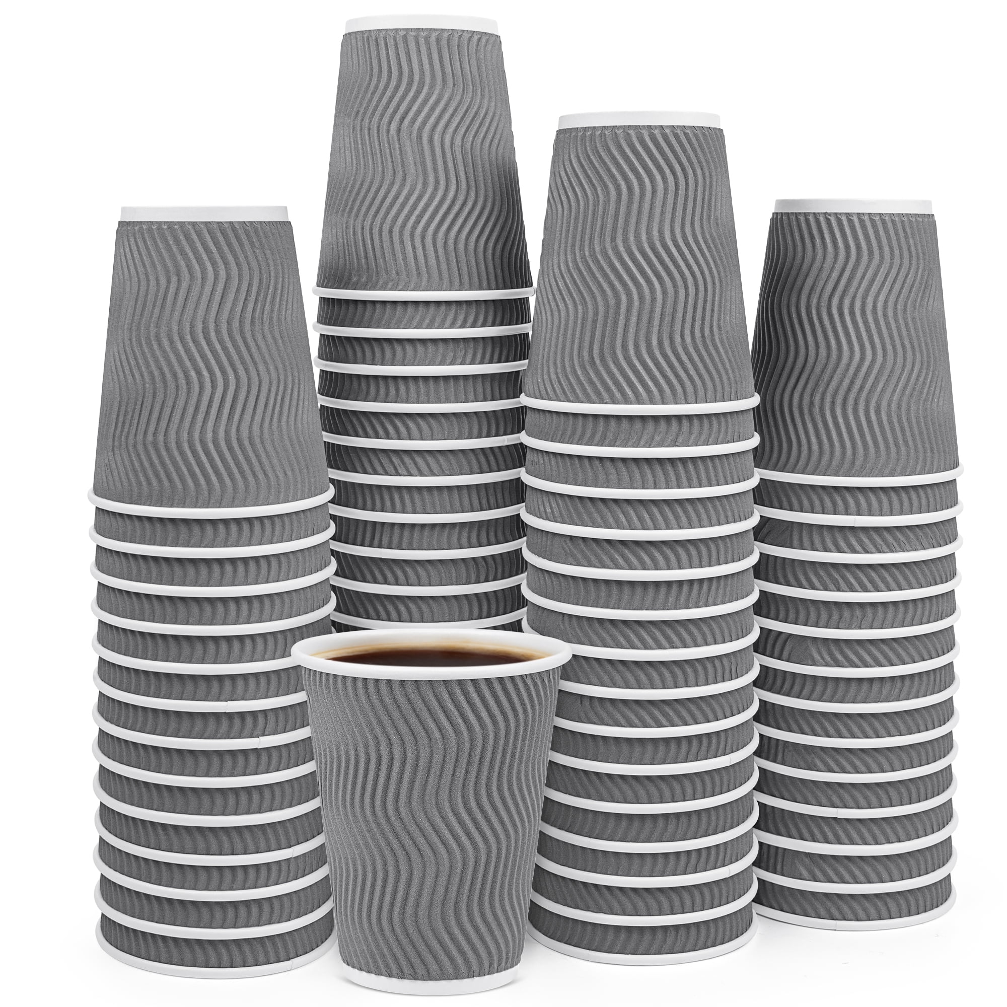 Treamon Paper Cups Disposable Paper Coffee Cups with Thermal Insulation ...