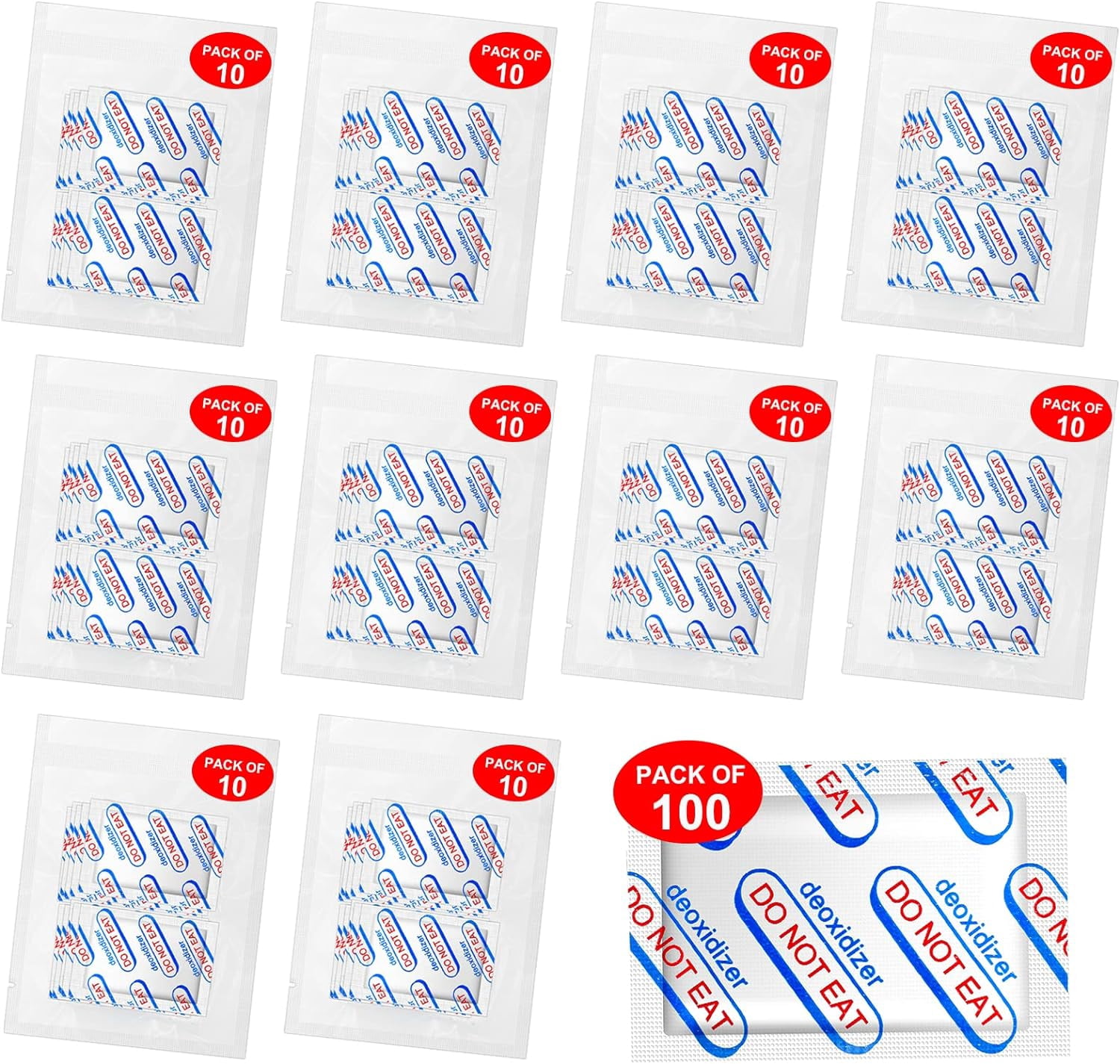100 Packs 300CC Oxygen Absorbers (10 in Individual Vacuum Bag), Food ...
