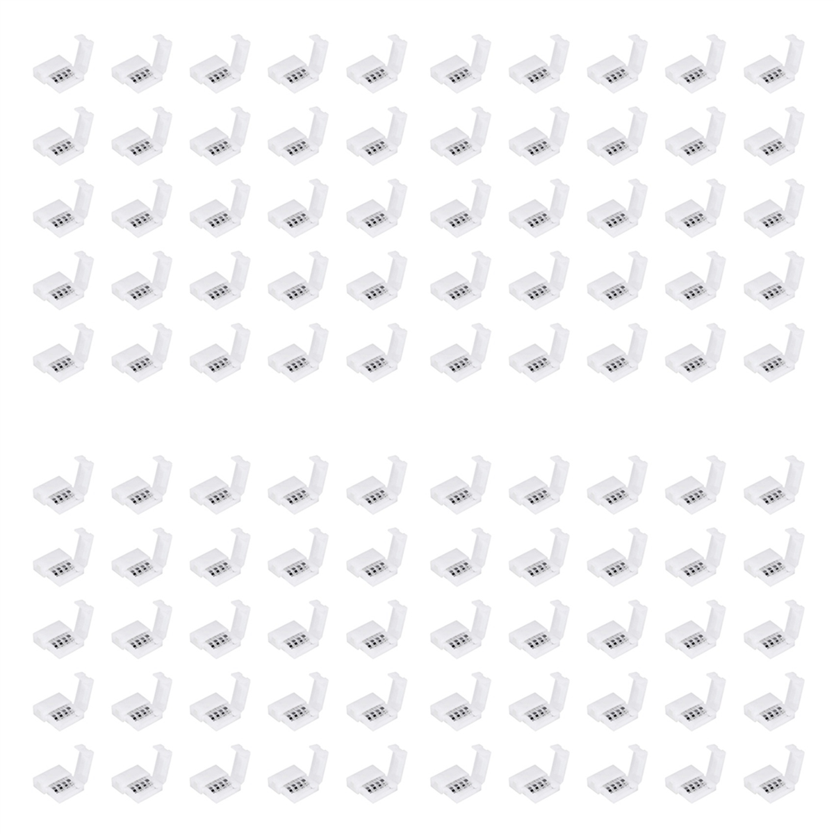 100 Packs 4-Pin RGB LED Light Strip Connectors 8mm Gapless Solderless ...