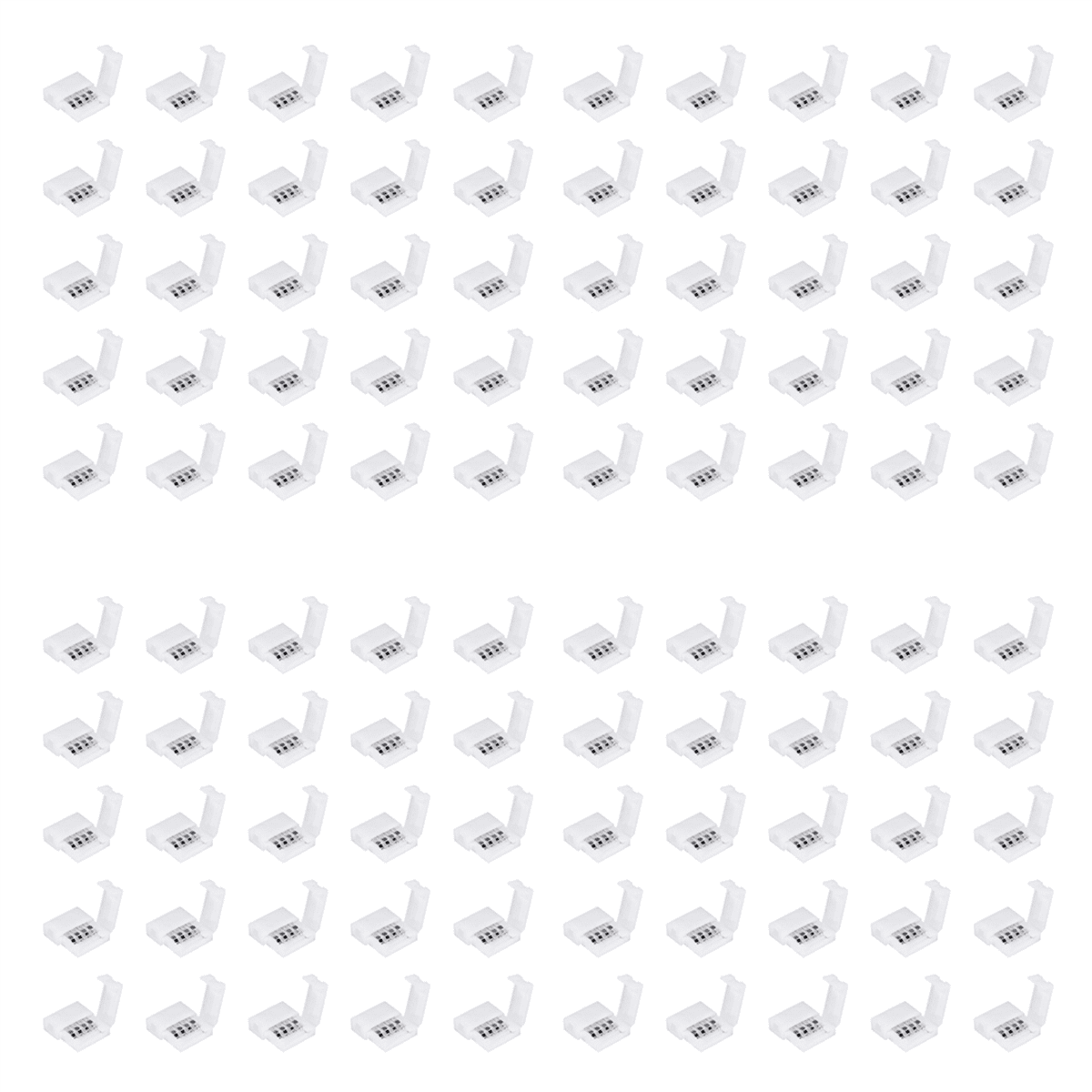 100 Packs 4-Pin RGB LED Light Strip Connectors 8mm Gapless Solderless ...