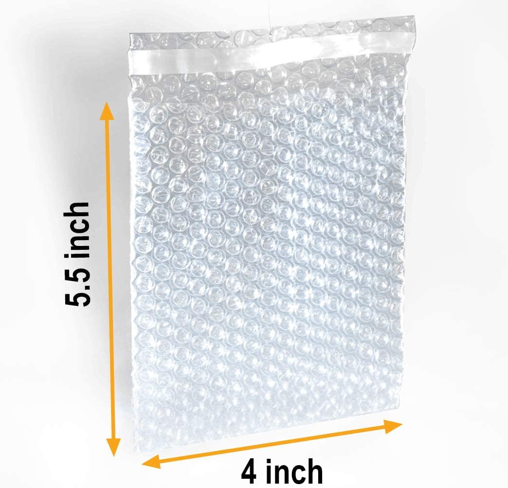 100 Packs 4" x 5.5” Self-Seal Clear Cushion Bubble Pouches Bags to ...