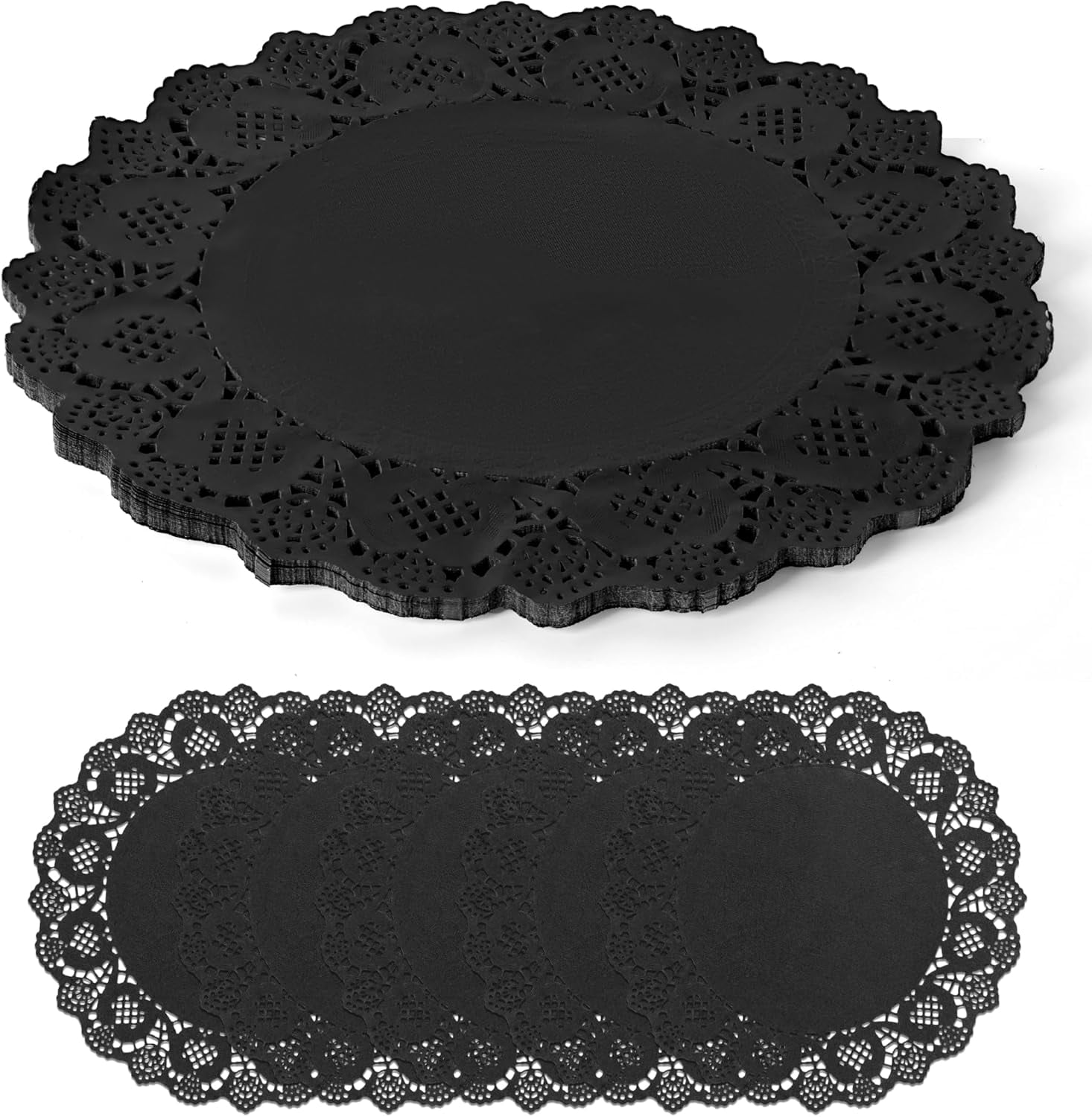 100 Packs Black Lace Paper Placemats, 13.5 Inch Round Doilies, 50 GSM ...