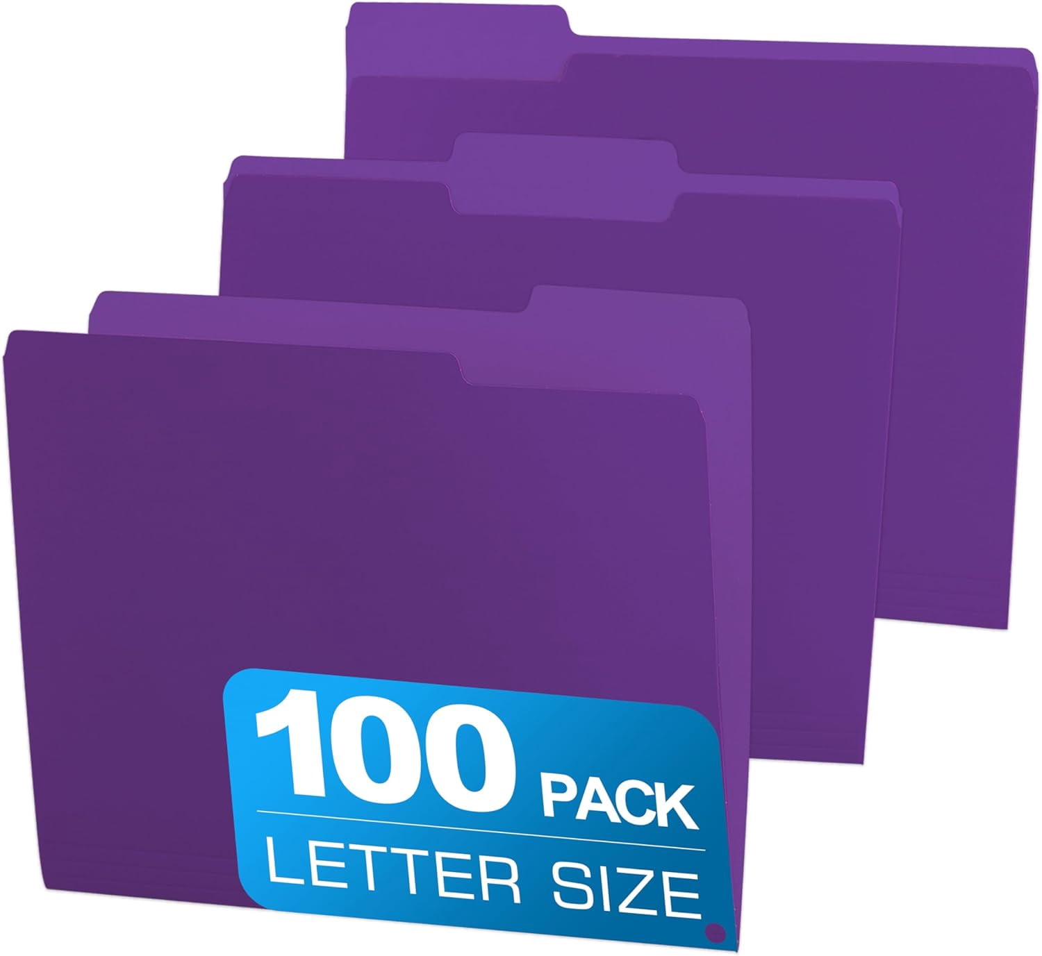 100 Packs Colored File Folders,Purple File Folders Letter Size,1/3 Cut ...
