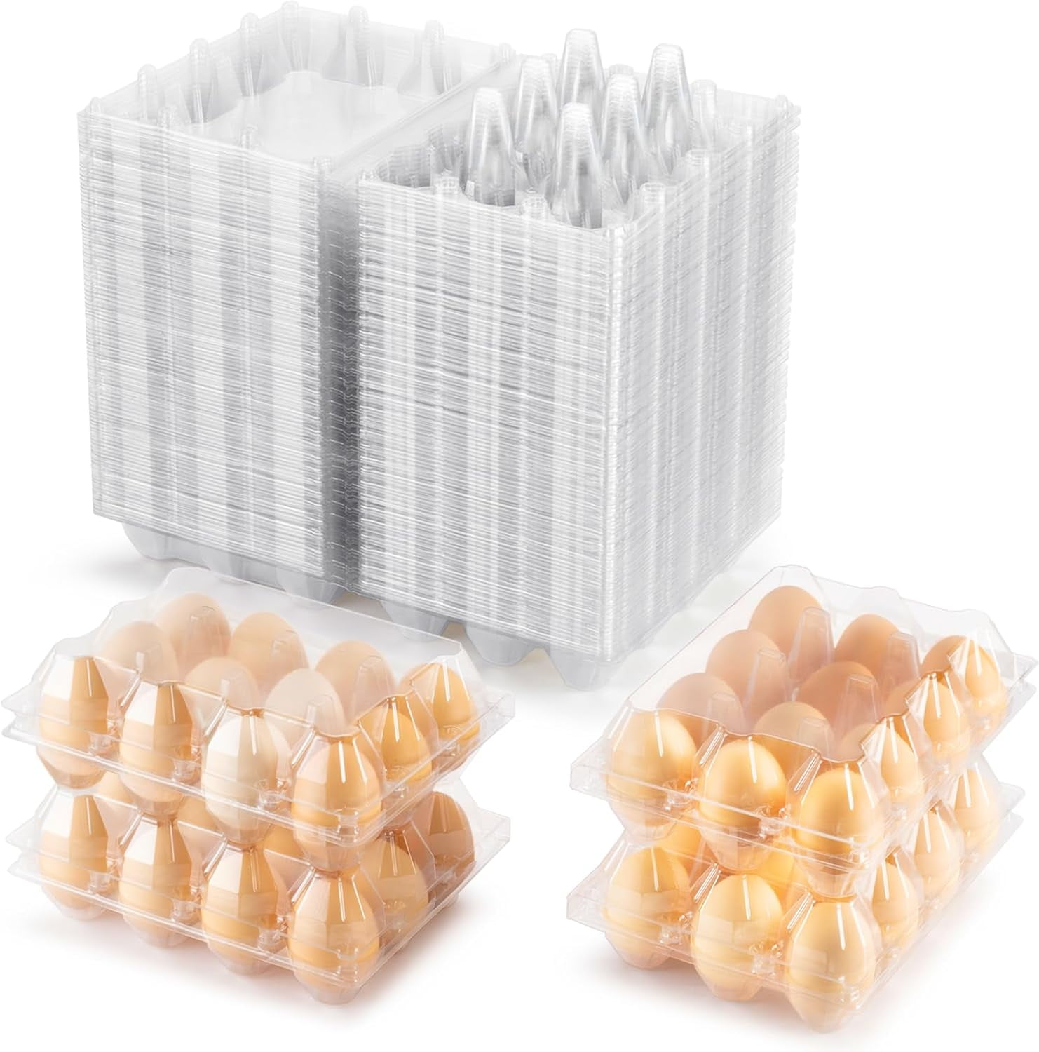 100 Packs Egg Cartons Cheap Bulk，Plastic Egg Carton for 12 Eggs， Clear ...