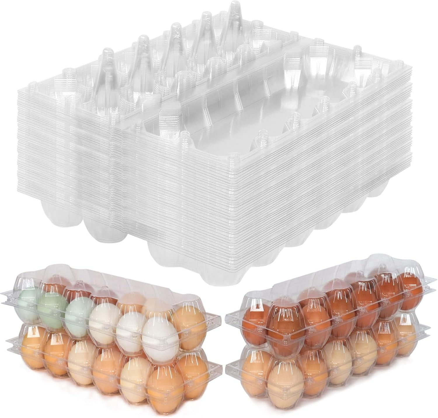 100 Packs Egg Cartons Cheap Bulk，Plastic Egg Carton for 12 Eggs， Clear ...