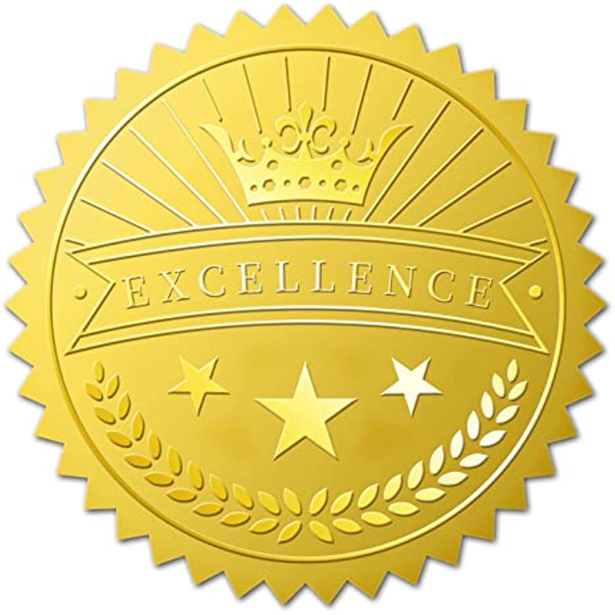 100 Packs Excellence Embossed Gold Foil Stickers Stars Certificate ...