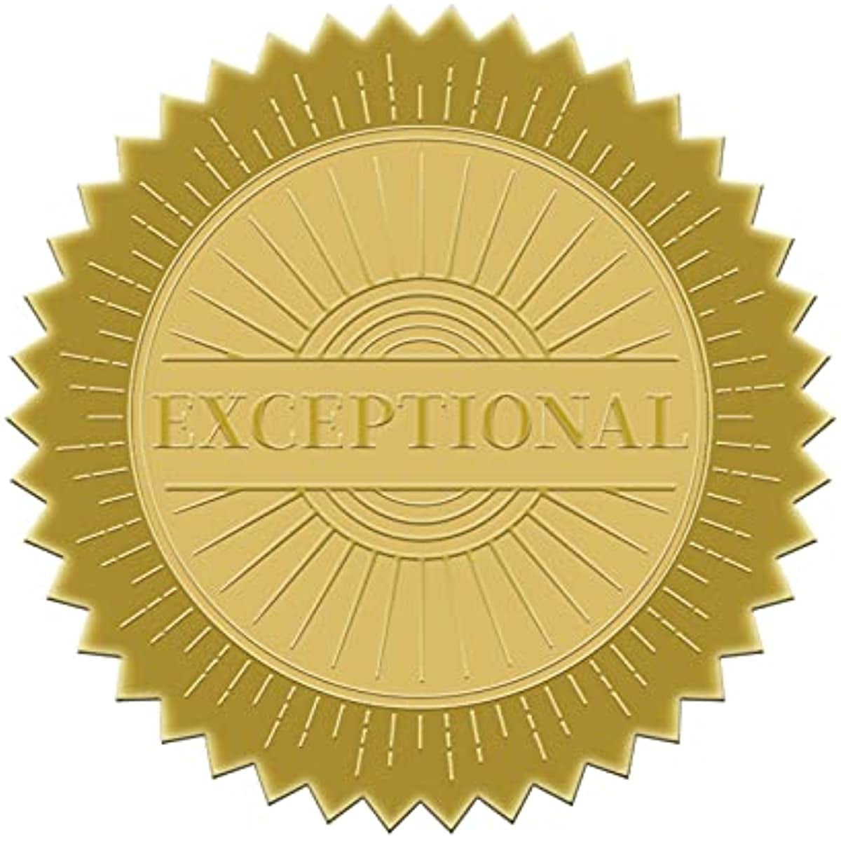 100 Packs Exceptional Embossed Gold Foil Stickers Certificate Seals for ...