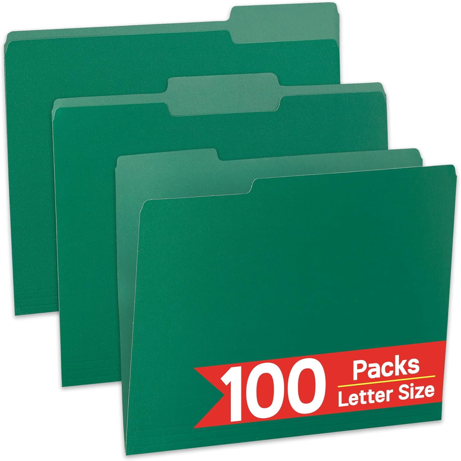 100 Packs File Folders,Green Paper Folder,1/3-Cut Tabs,File Folders ...