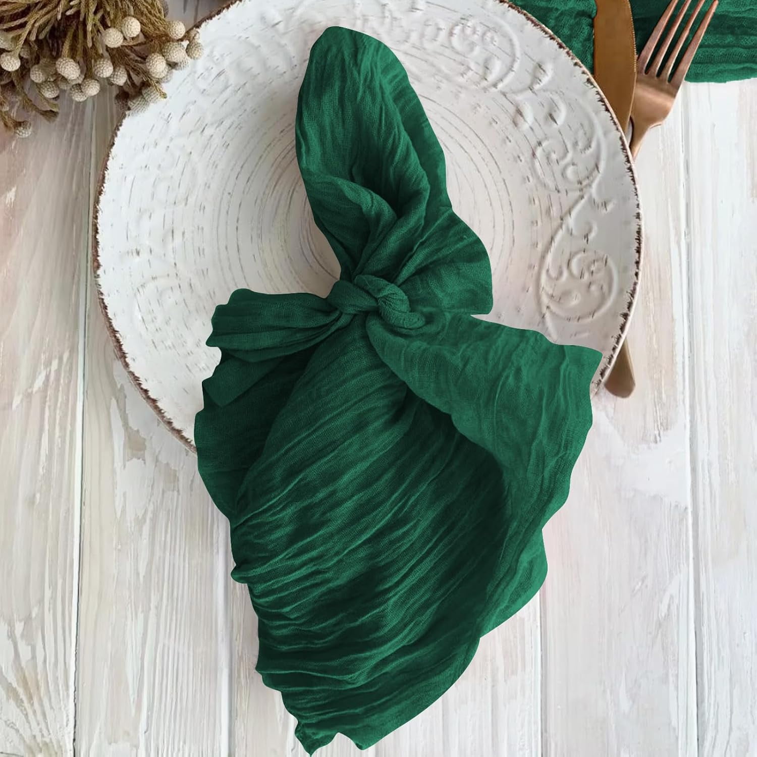 100 Packs Gauze Cheesecloth Napkins 20 X 20 Inch Emerald Green Rustic Boho Soft Cotton Table ...