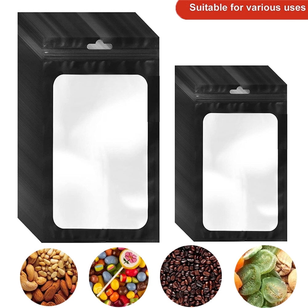 100 Packs Holographic Mylar Bags with Clear Window,Smell Proof Bags ...