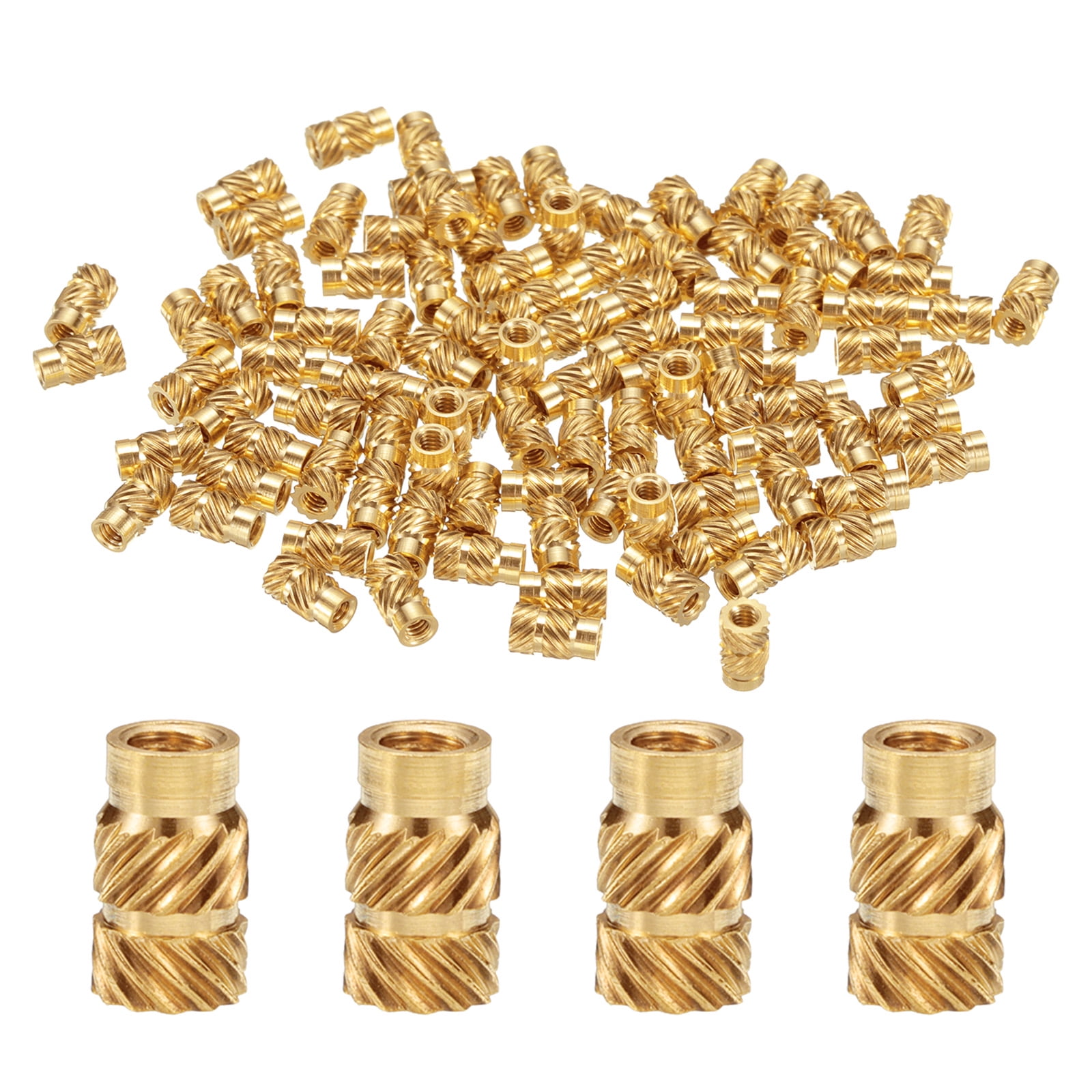 100 Packs M2 Threaded Inserts Brass Heat Set Insert M2x6mm, OD 3.5mm ...